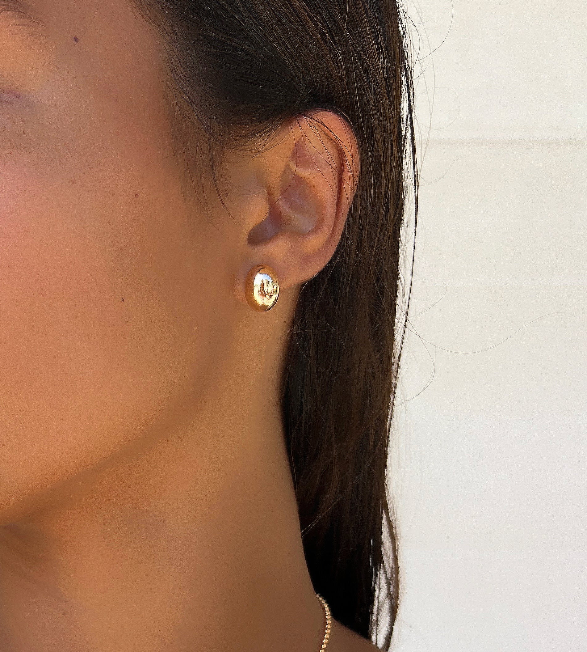 Gold Bean Studs 18K Gold Jewelry by Apelila